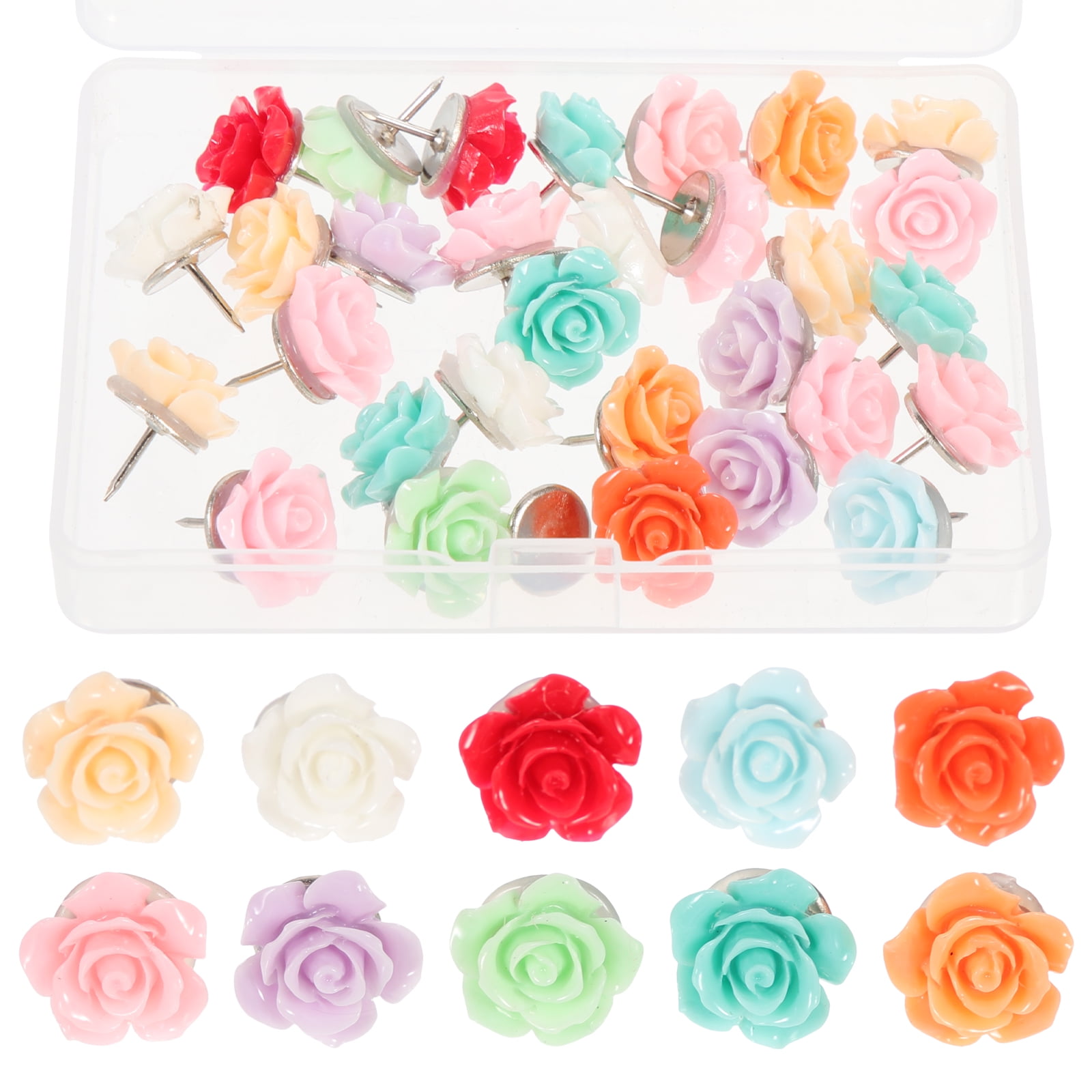 Decked Accessories Rose Pushpin Thumb Tacks Flower Cork Board Pink ...