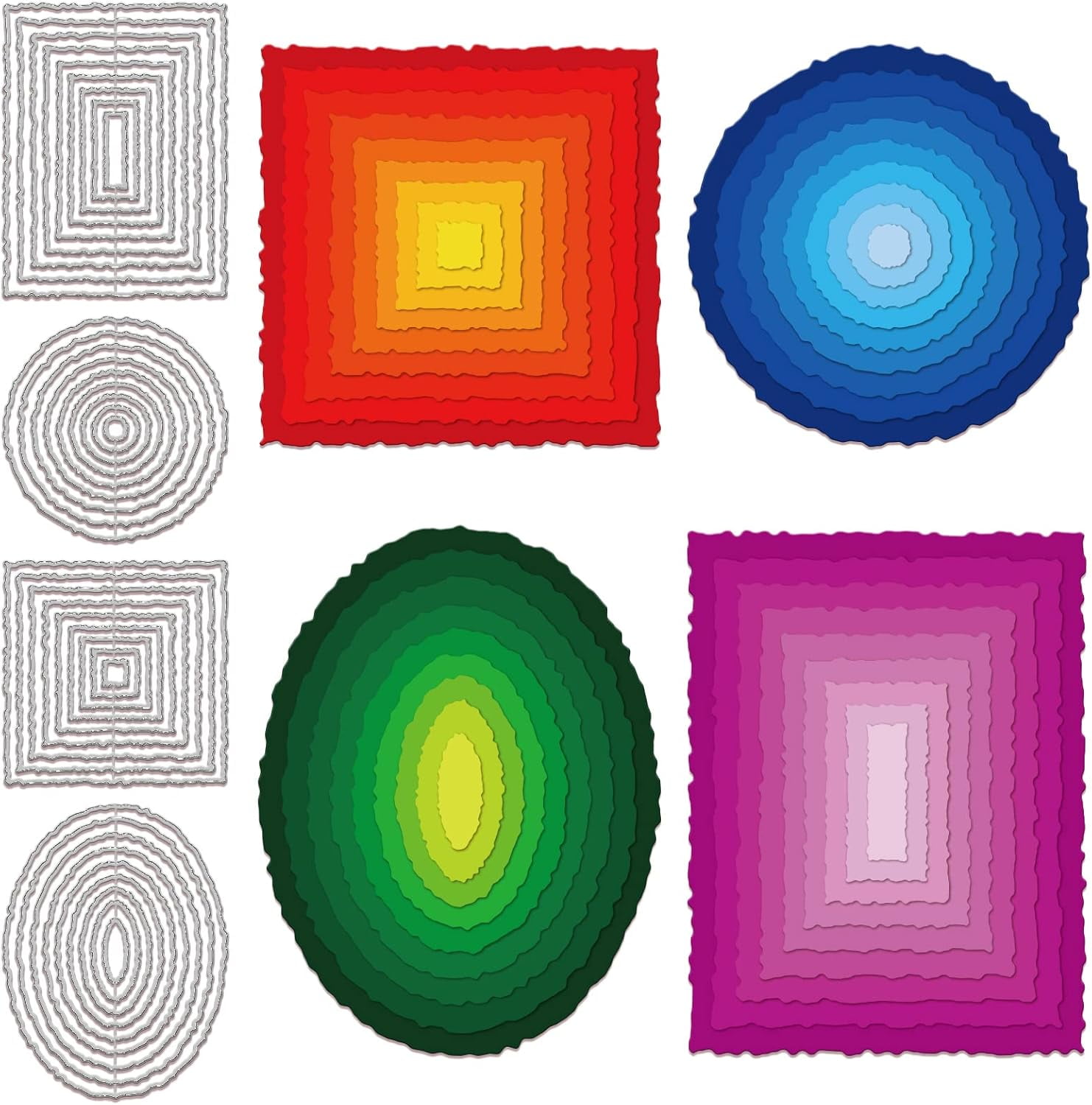 Deckle Edge Frame Cutting Dies Metal Deckle Rectangles Round Frame Die ...