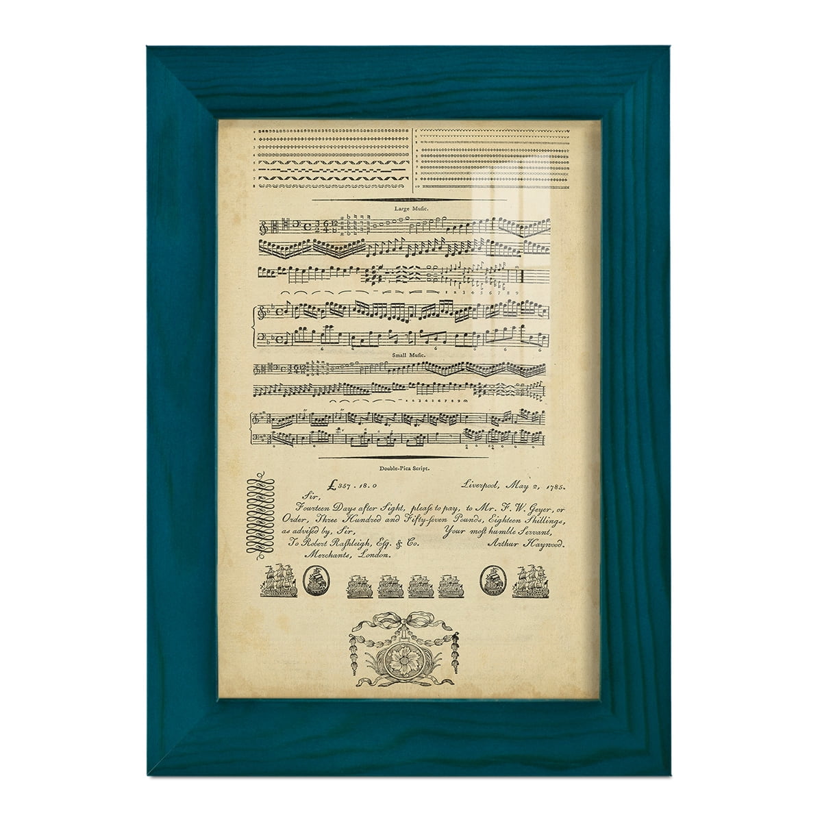 Deckled Encyclopediae V (AS) -Framed Print w/glass-Ocean Blue - Walmart.com