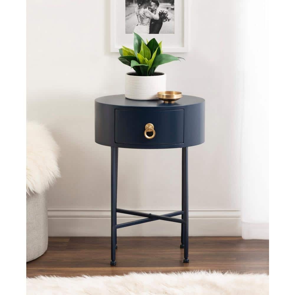 Decklyn 16 in. Navy Blue Oval MDF End Table - Walmart.com