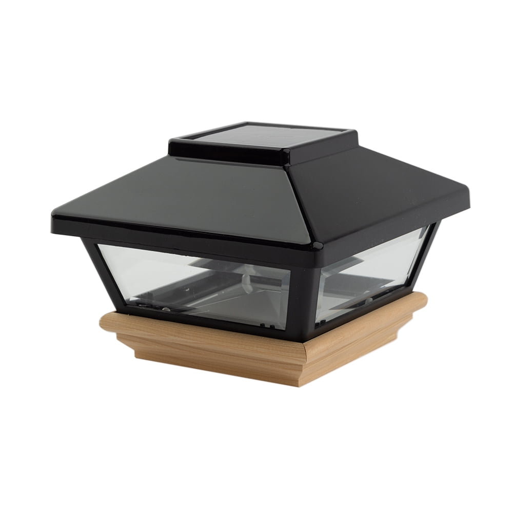 Deckorators Black Solar Post Cap with Cedar Base - Walmart.com