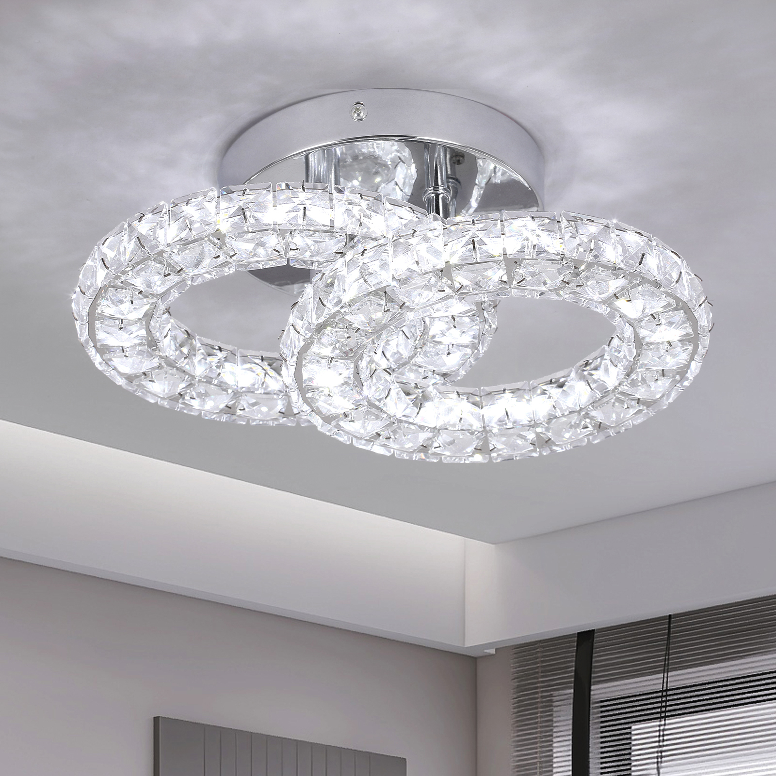 Diisunbihuo LED Mini Chandeliers with Crystals Flush Mount Ceiling ...