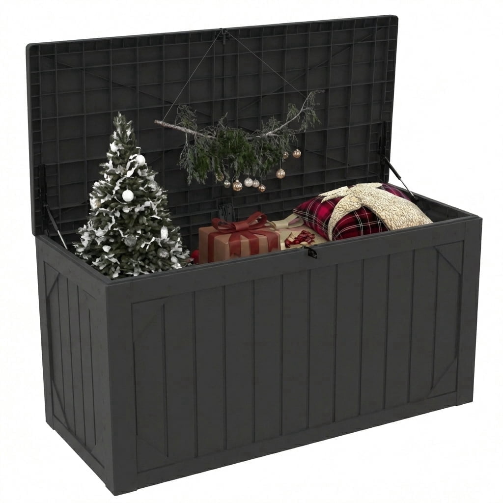 Decksplore 100 Gallon Lockable Resin Deck Box, Waterproof & Outdoor ...