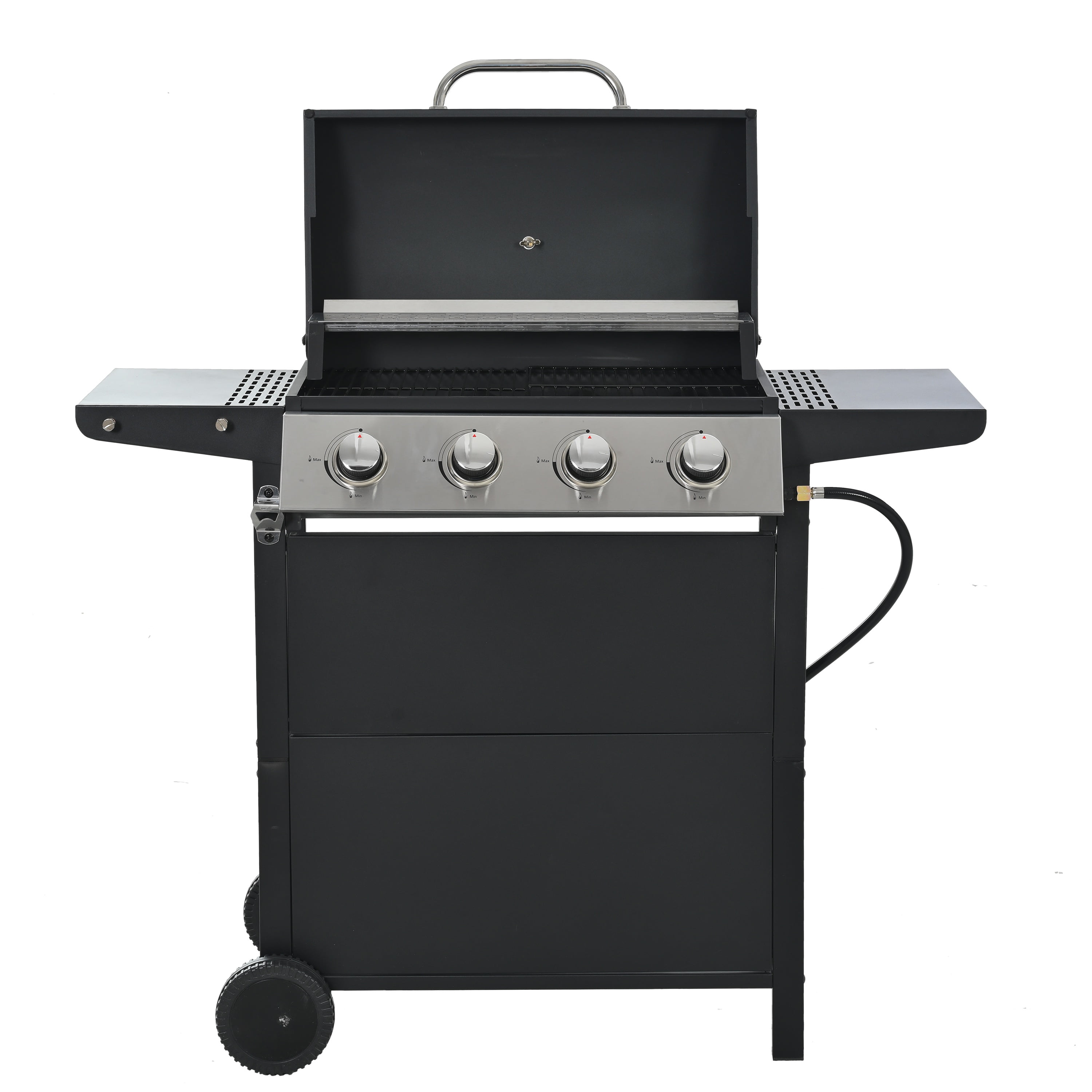 Decksplore 4-Burner Propane Gas BBQ Grill with Side Burner & Porcelain ...
