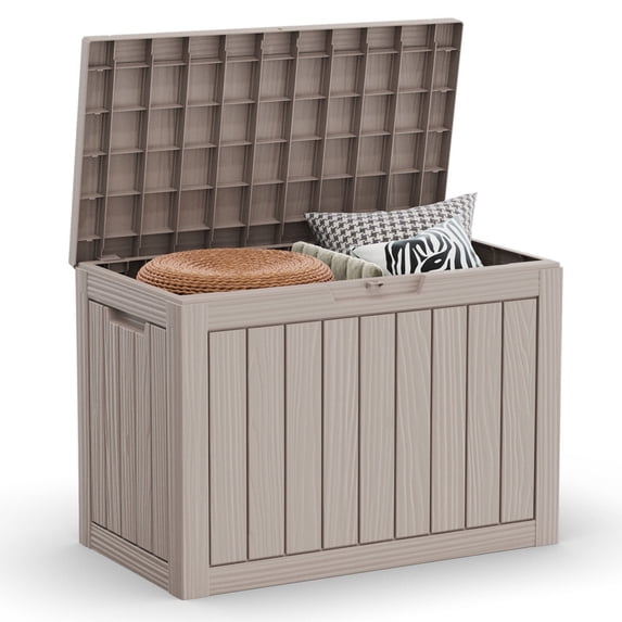 Decksplore 45 Gallon Outdoor Storage Box, Resin, Waterproof Lockable UV ...