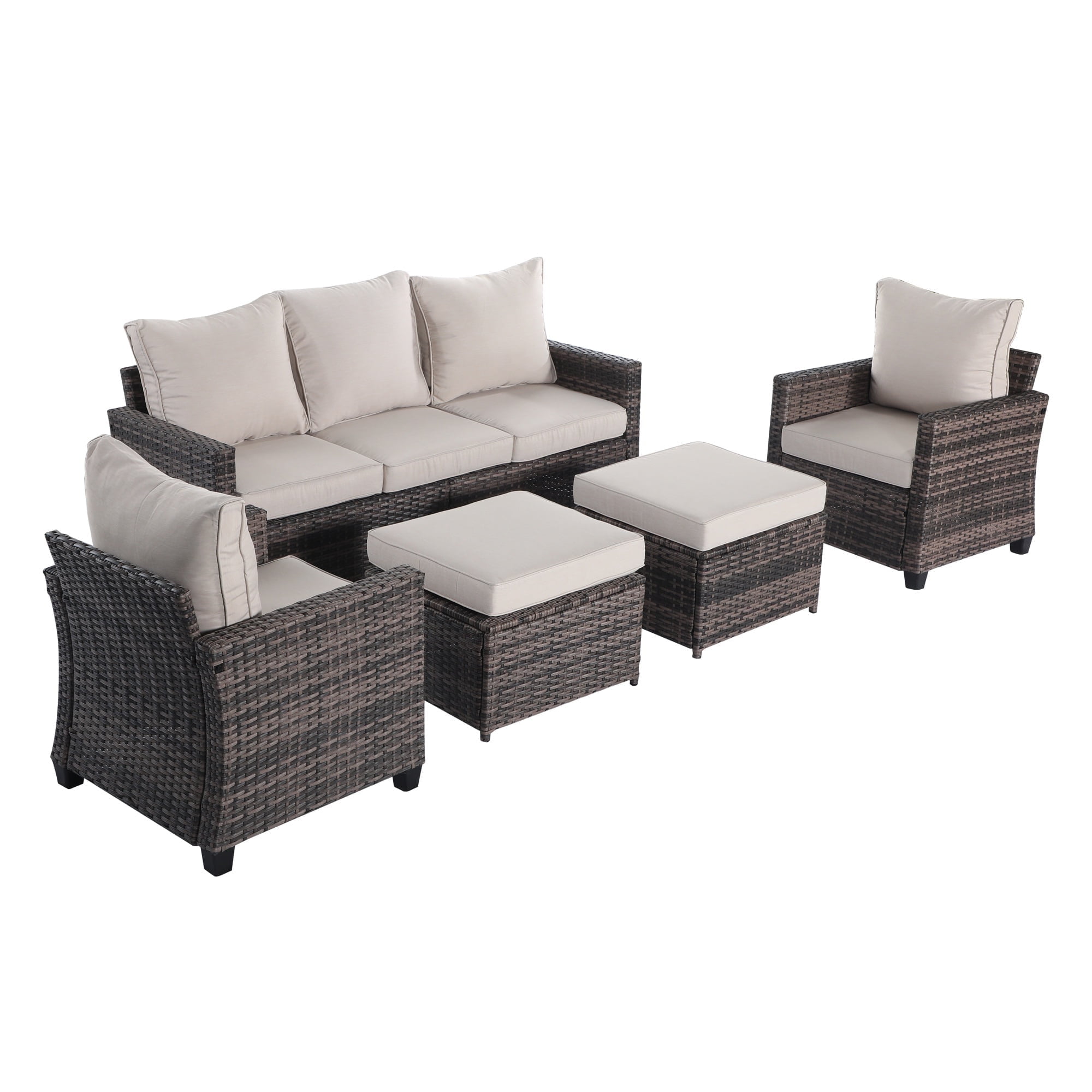 Decksplore 5 Piece Patio Furniture Set All Weather Wicker Outdoor ...