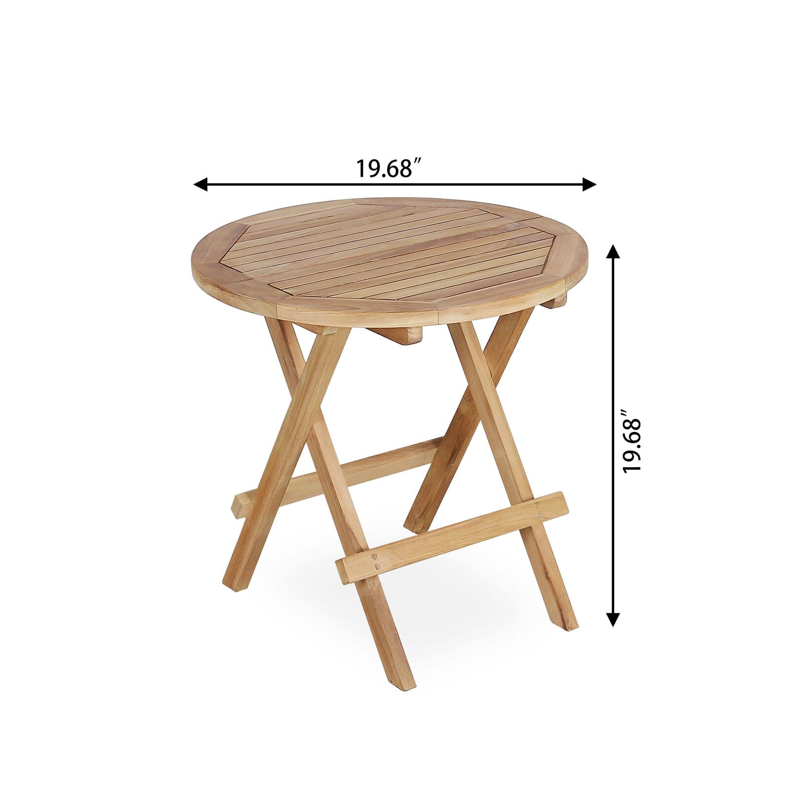 Decksplore Acacia Wood Side Table, Foldable Waterproof Small Round End ...
