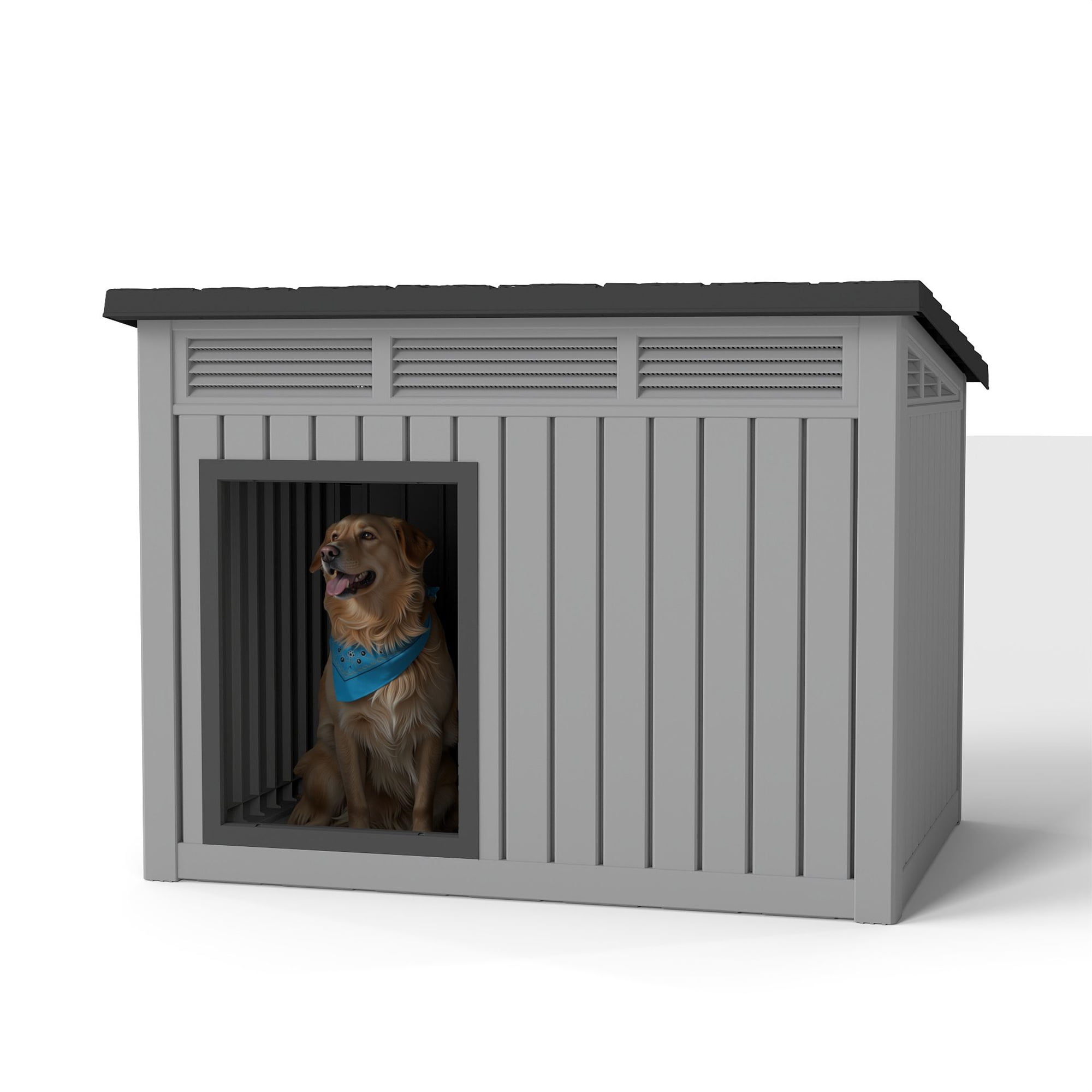 Decksplore All - Weather Dog House – Indoor/Outdoor, Slanted Roof ,UV ...