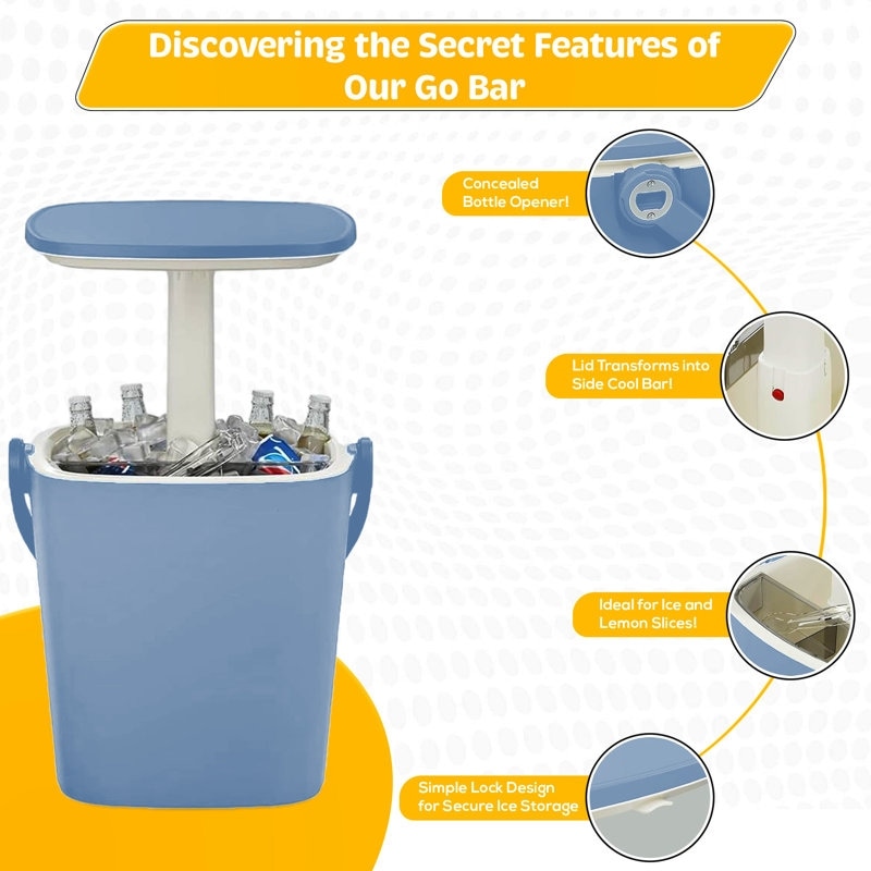 Decksplore Outdoor Ice Bucket Side Table Retractable - 13.3'' x 22 ...