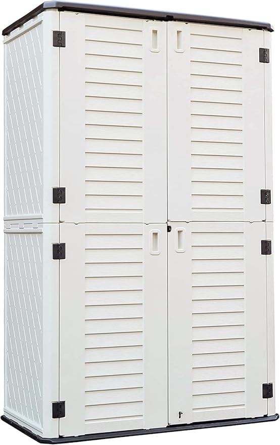 Decksplore Outdoor Storage Double Deck Cabinet Waterproof, Resin ...