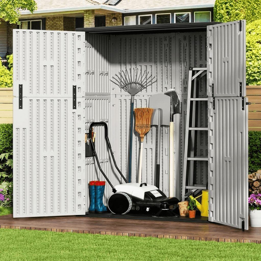 PATIOEASY Outdoor Vertical Storage Shed,57 Cu.ft Outdoor Storage ...