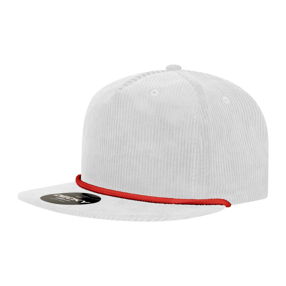 Decky 6043 5 Panel High Profile Relaxed Corduroy Rope Hat-White/Red ...