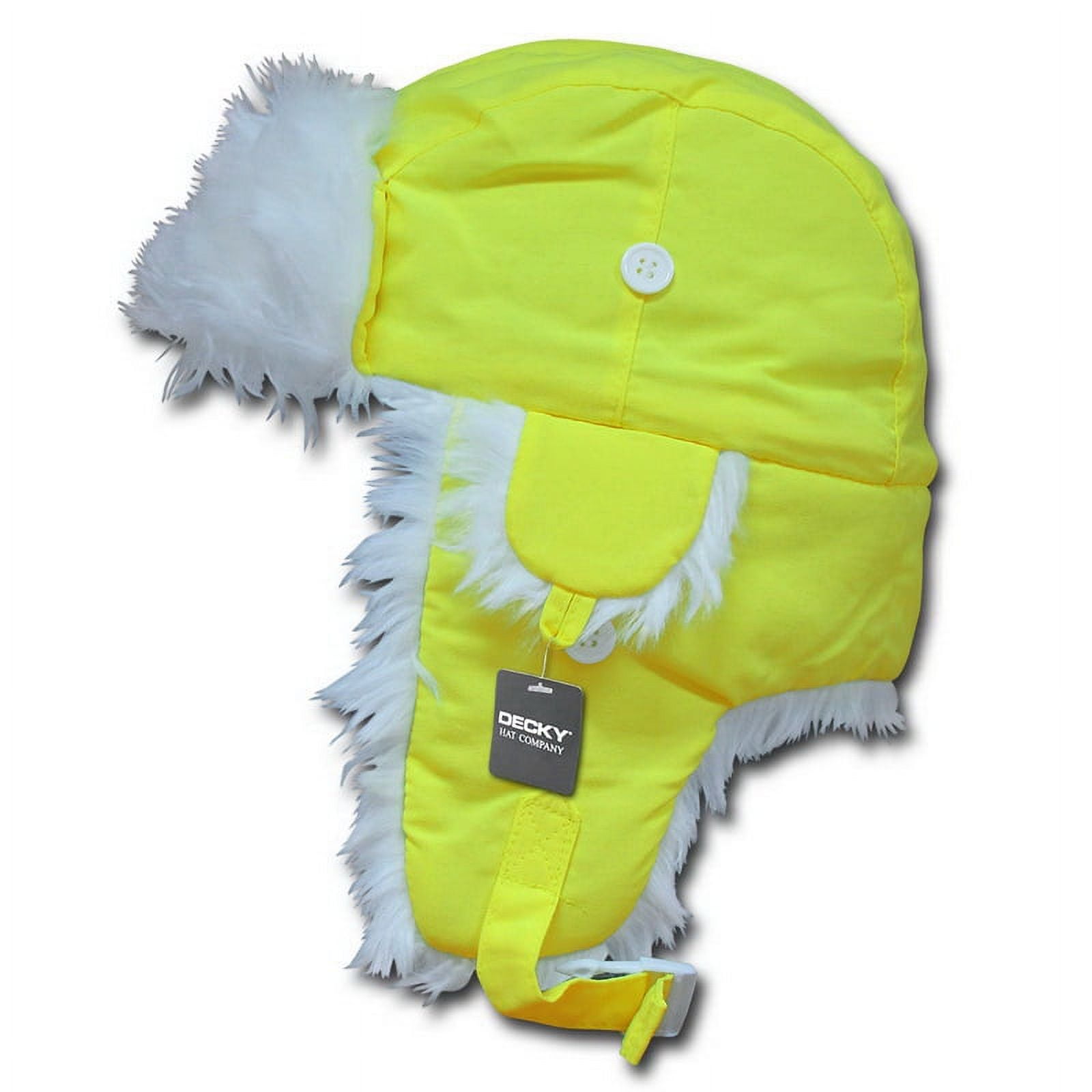 Decky 779-PL-NYE-07 White Synthetic Fur Aviator Hat- Neon Yellow ...