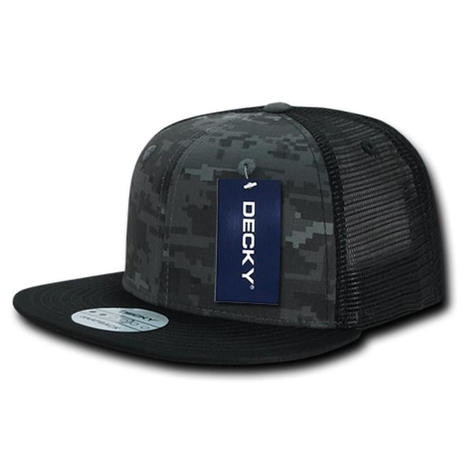 Decky Flat Bill Camo Trucker Hat, Black/Digital Camo/Black - Walmart.com