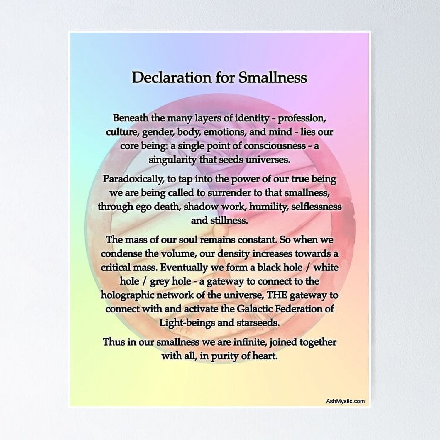 Declaration For Smallness Poster- Unframed Poster | Wall Art | Perfect ...