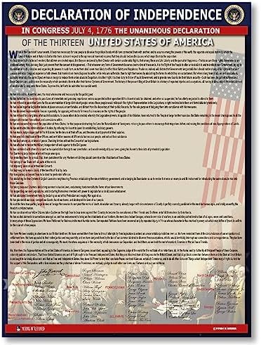 Declaration of Independence poster Laminated classroom chart decor kids ...