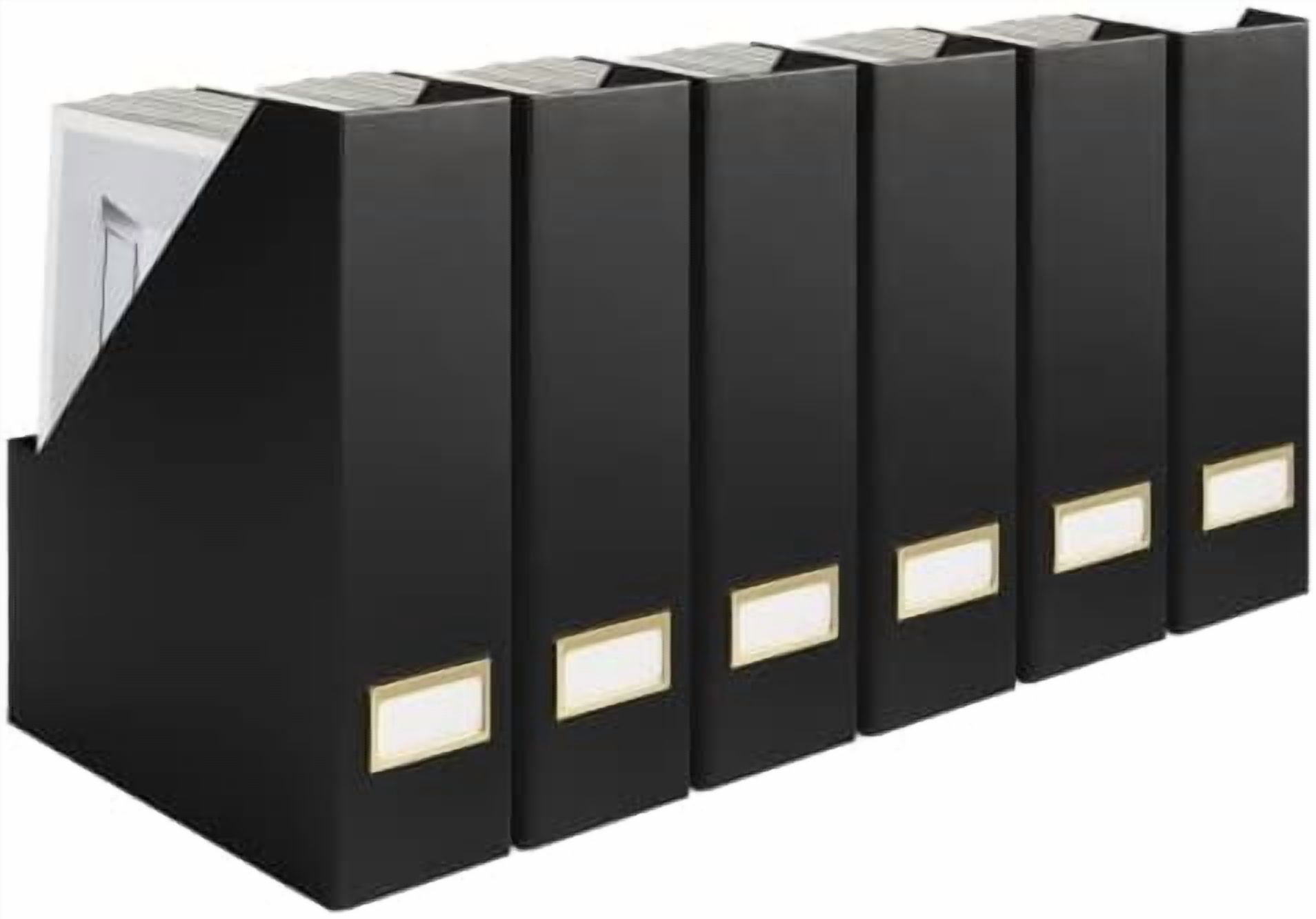 Declutter in Style - Set of 6 Black Foldable Magazine File Holders with ...