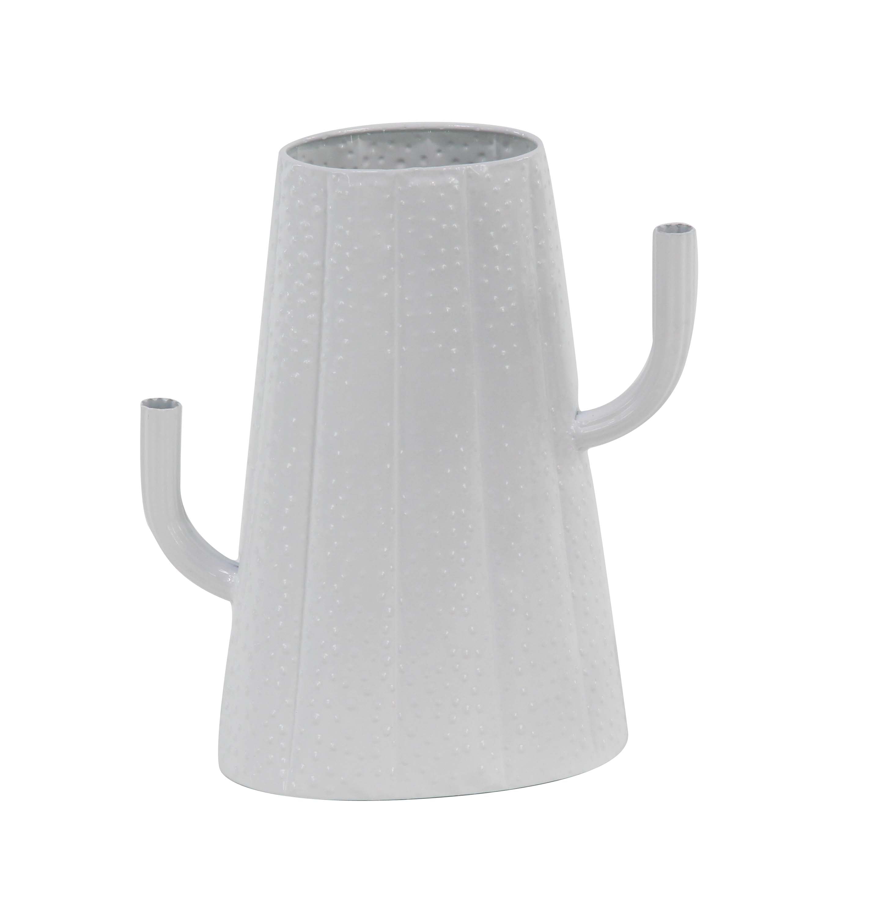 Decmode 12 X 6 Inch Modern Iron Cactus Vase, White - Walmart.com