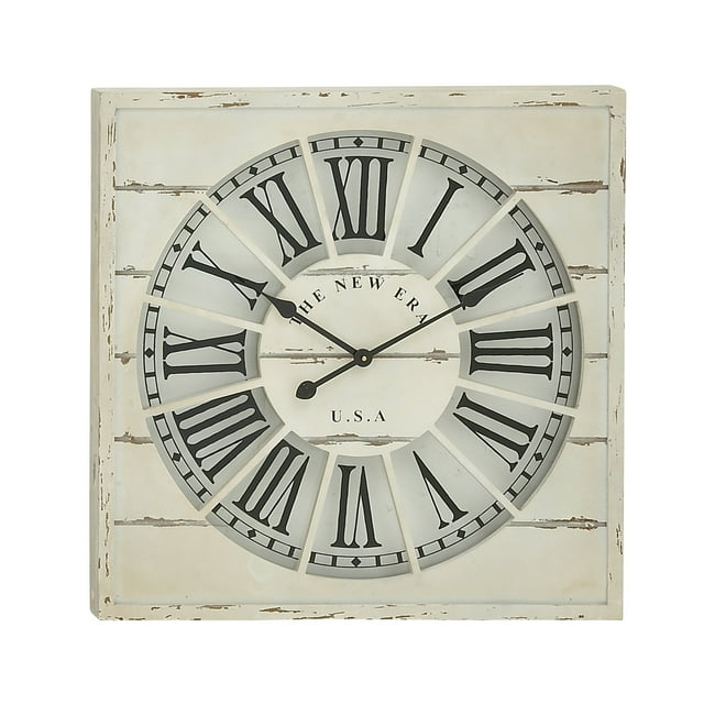 Decmode 27 X 27 Inch Farmhouse Slatted Wooden Wall Clock - Walmart.com
