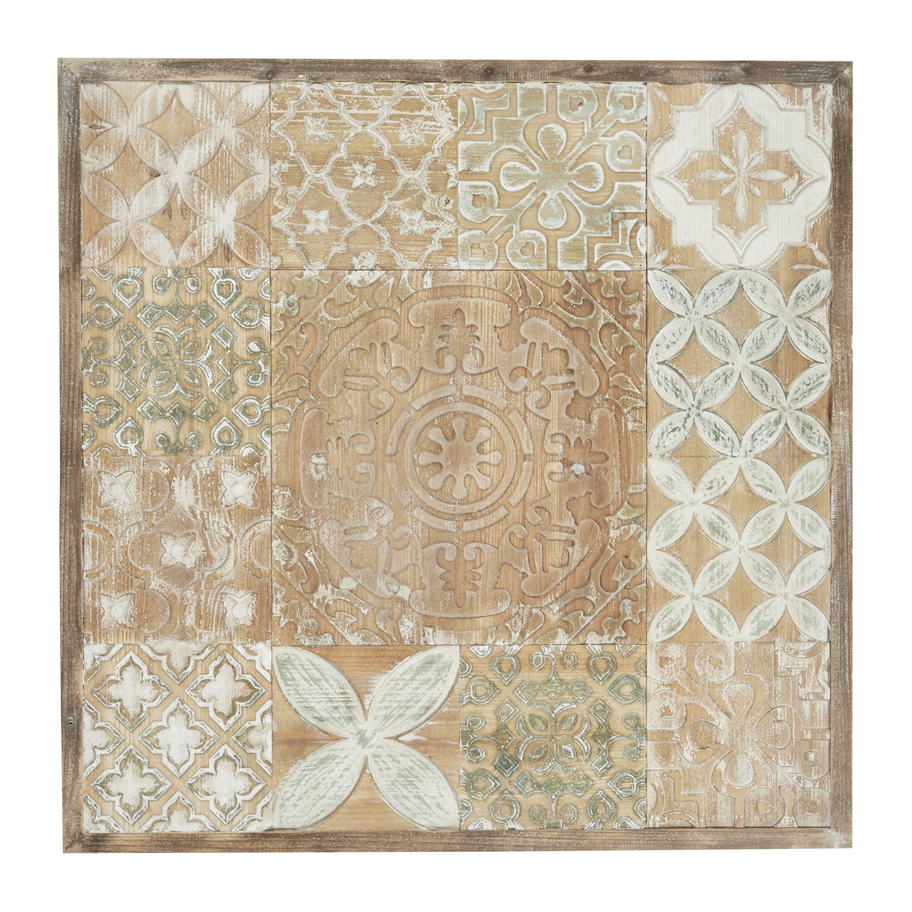 Decmode 43720 Carved Pattern Wood Wall Decor - Walmart.com