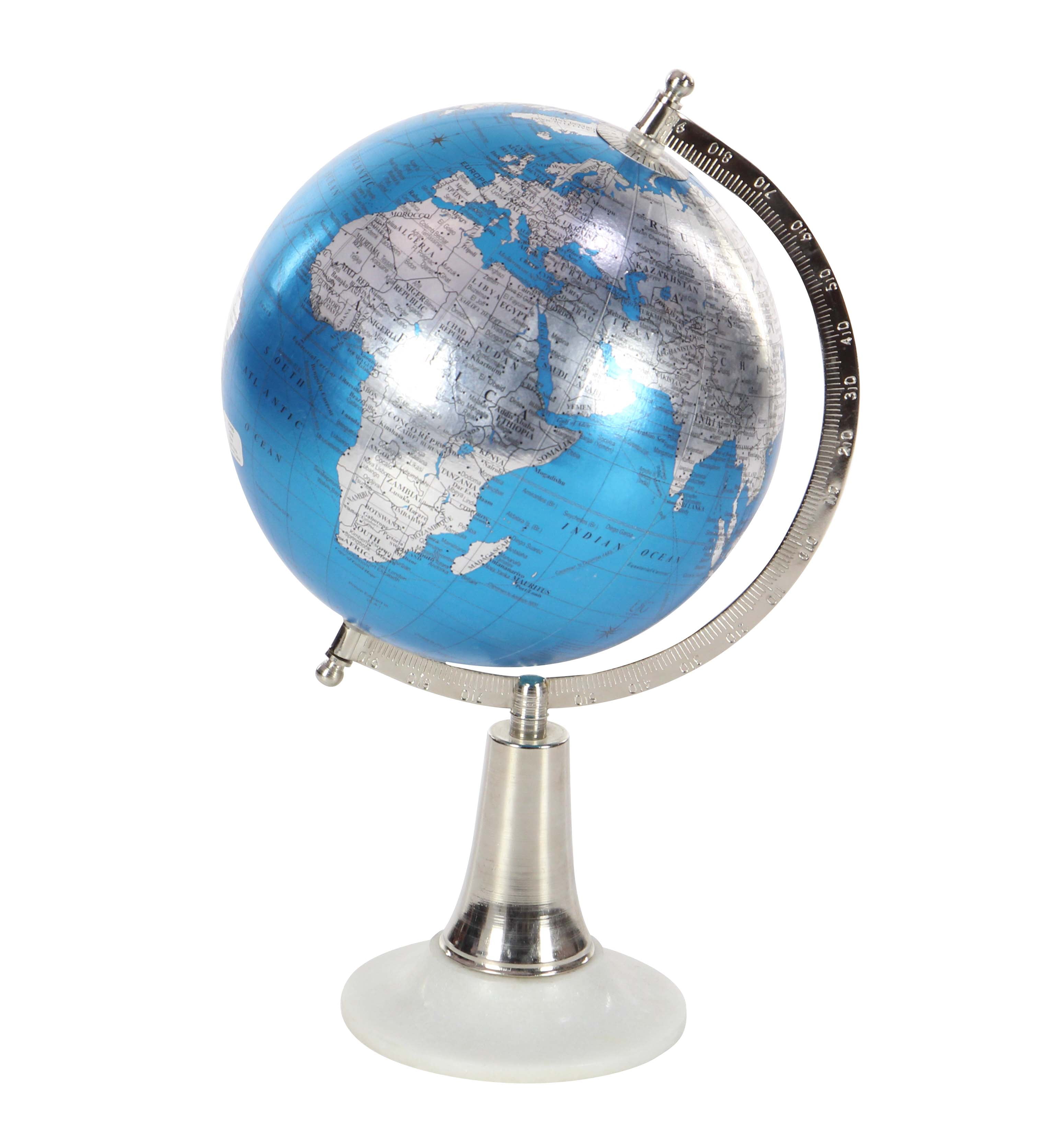 Decmode Contemporary 15 Inch Blue Marble And Plastic Globe, Blue ...