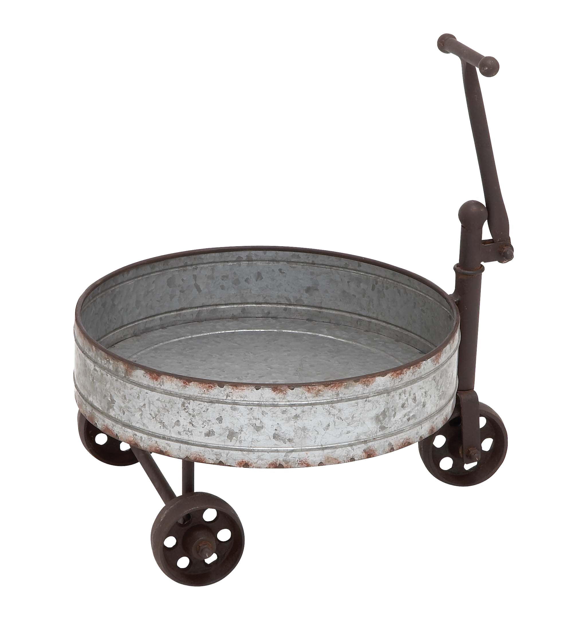 Decmode Farmhouse Round Metal Barrel Cart - Walmart.com