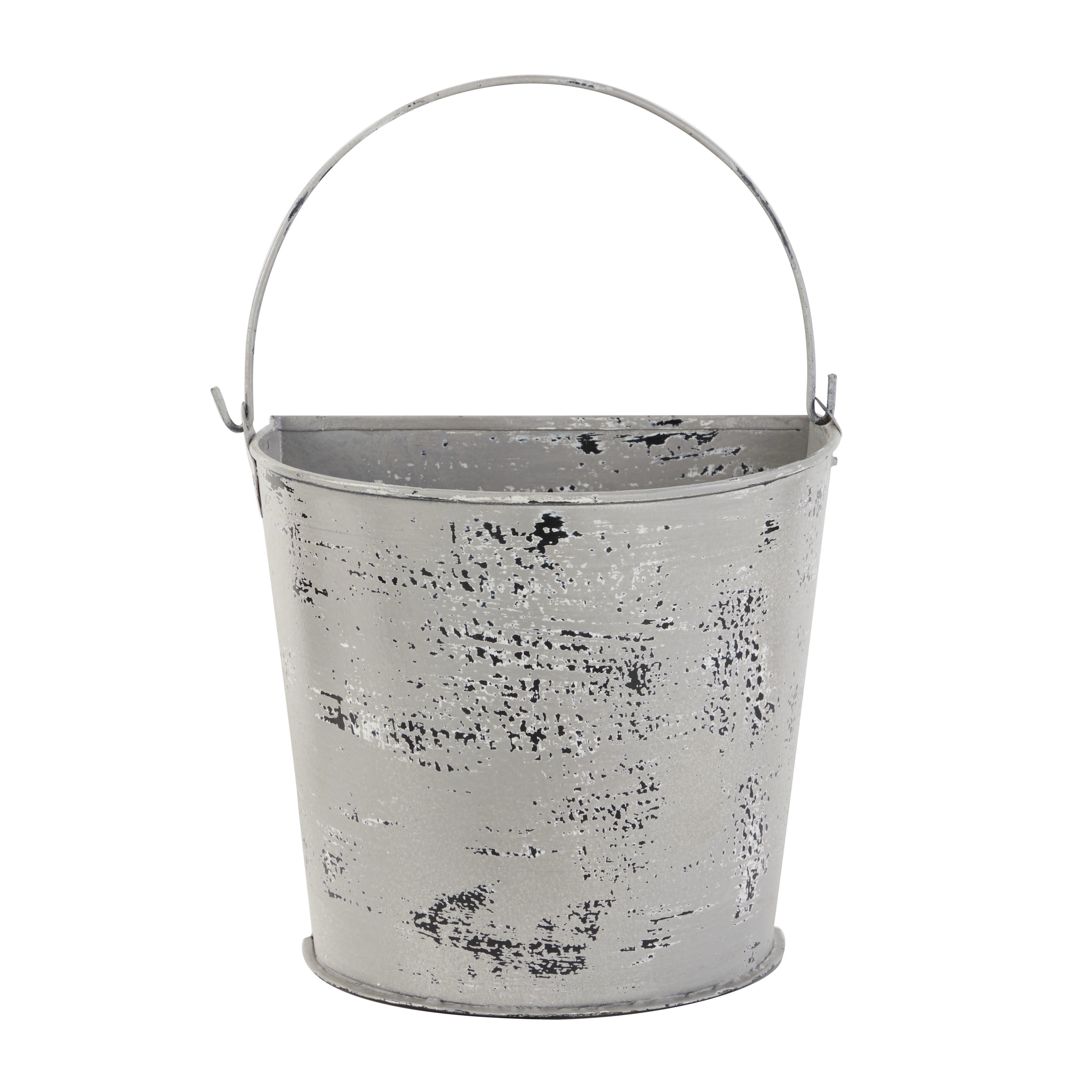 Decmode Farmhouse Style Distressed White Metal Bucket Planter with ...