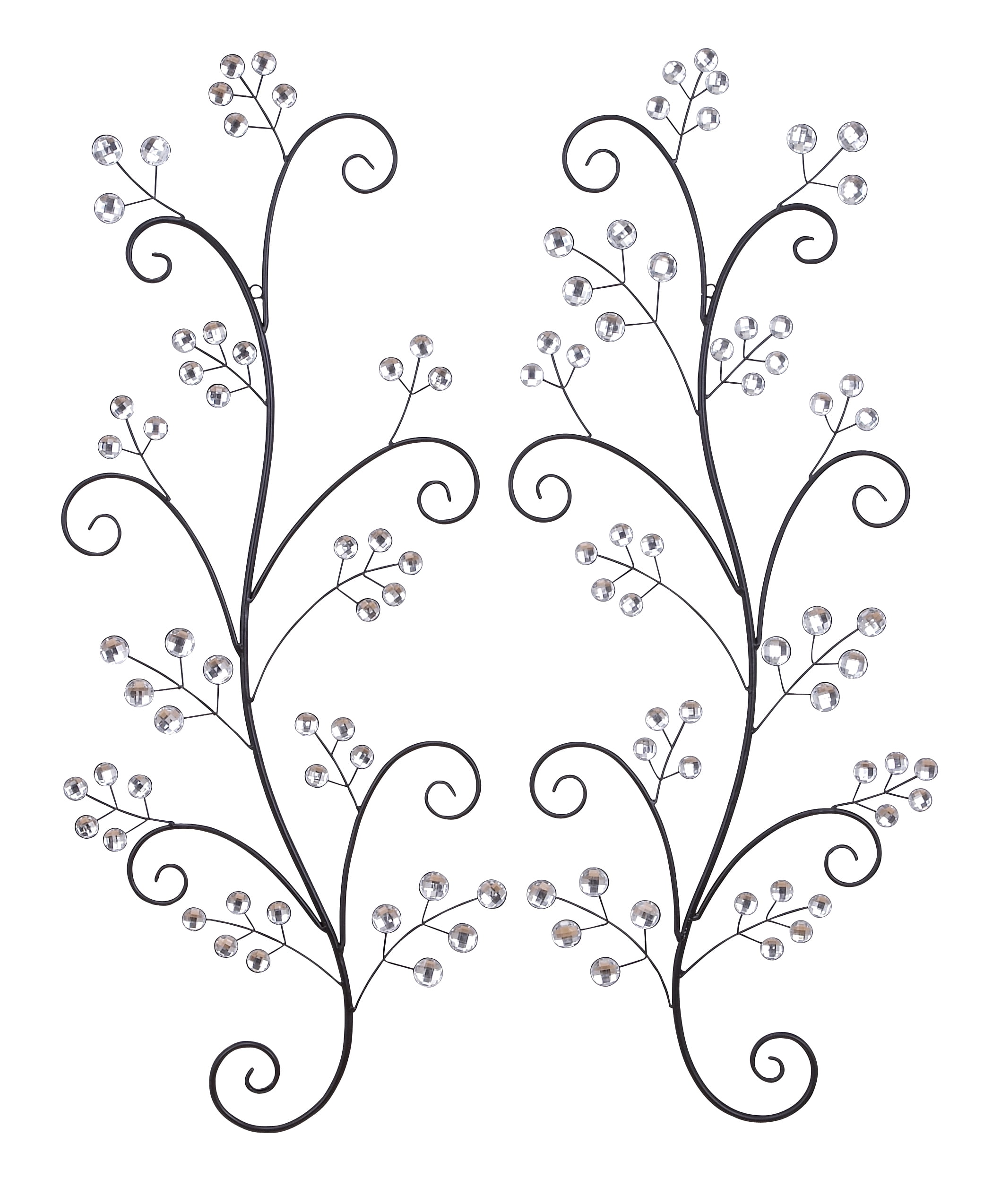 Decmode Glam 37 Inch Scrollwork Tree With Acrylic Beads Wall Sculptures ...
