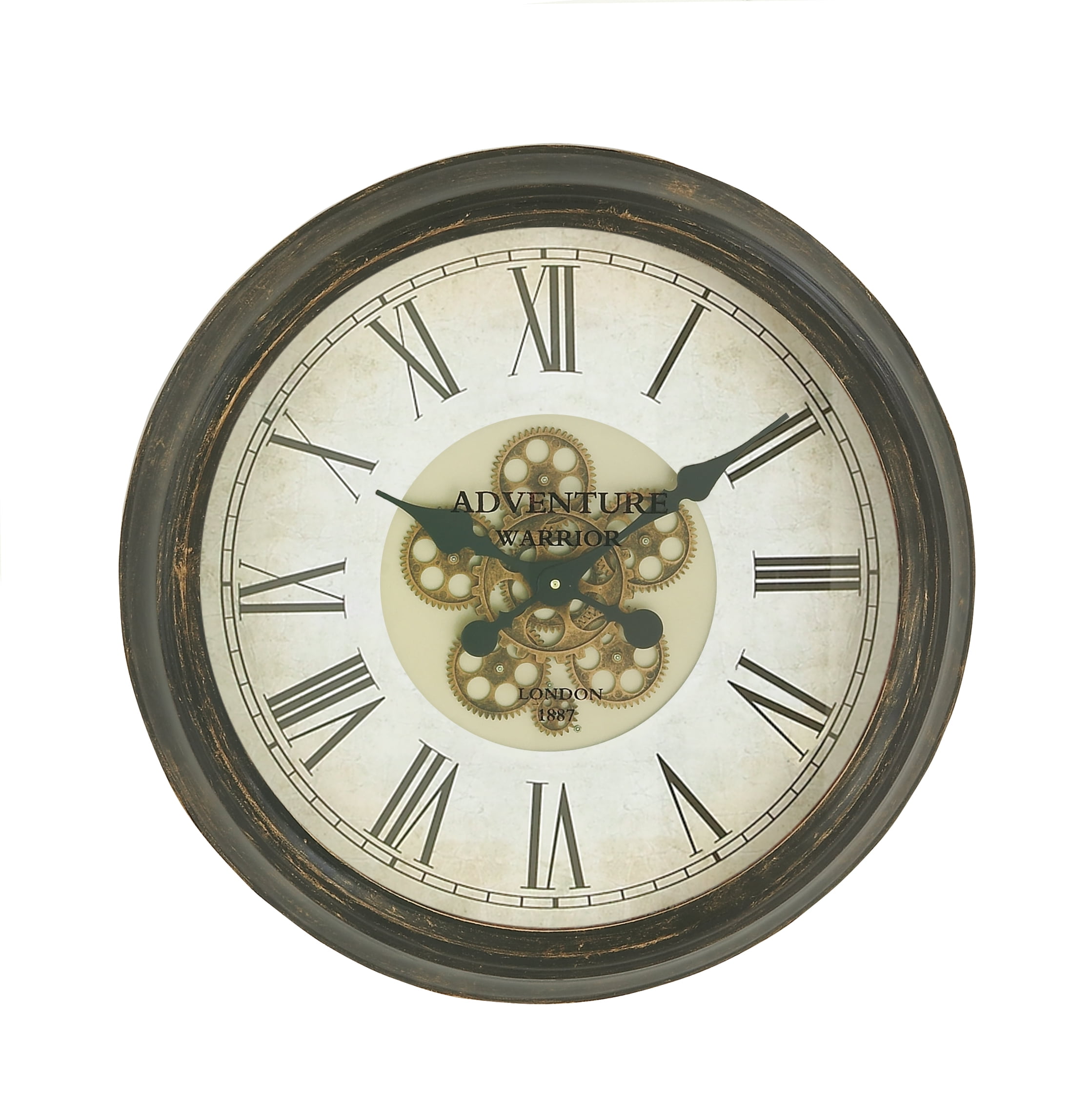 Decmode Industrial 24 Inch Round Iron Wall Clock - Walmart.com