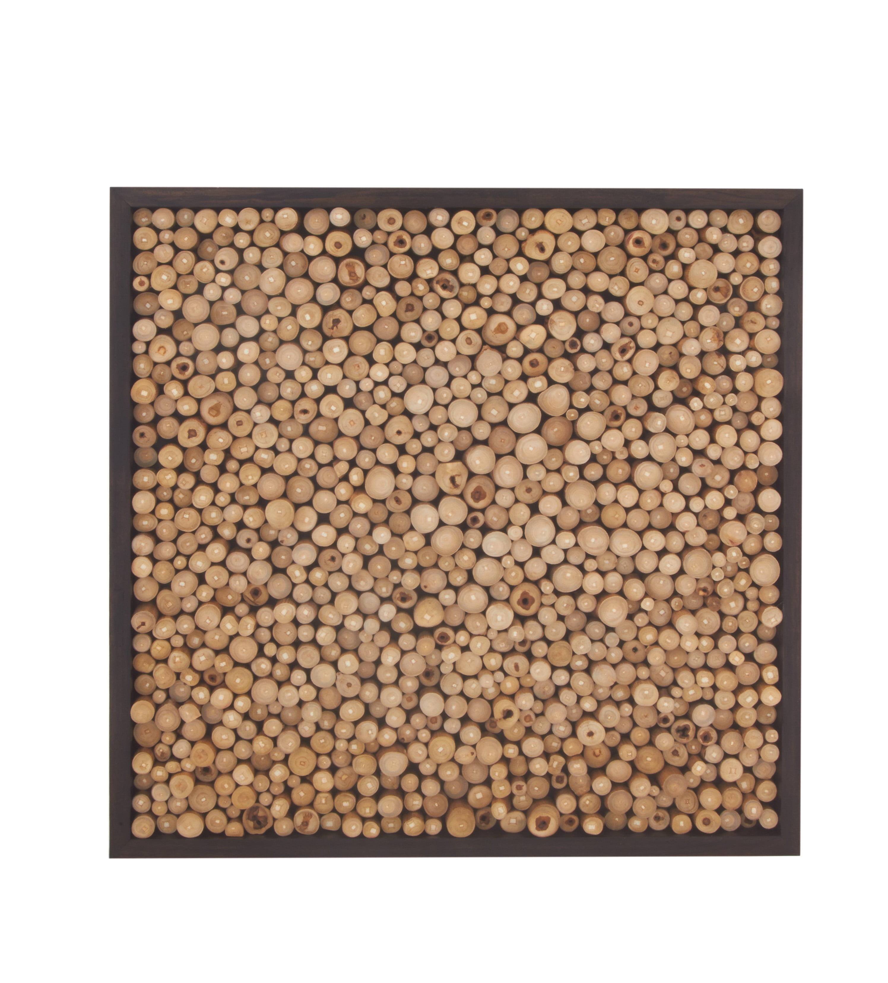 Decmode Rustic 40 Inch Square Framed Cross Cut Teak Wood Twigs Wall ...