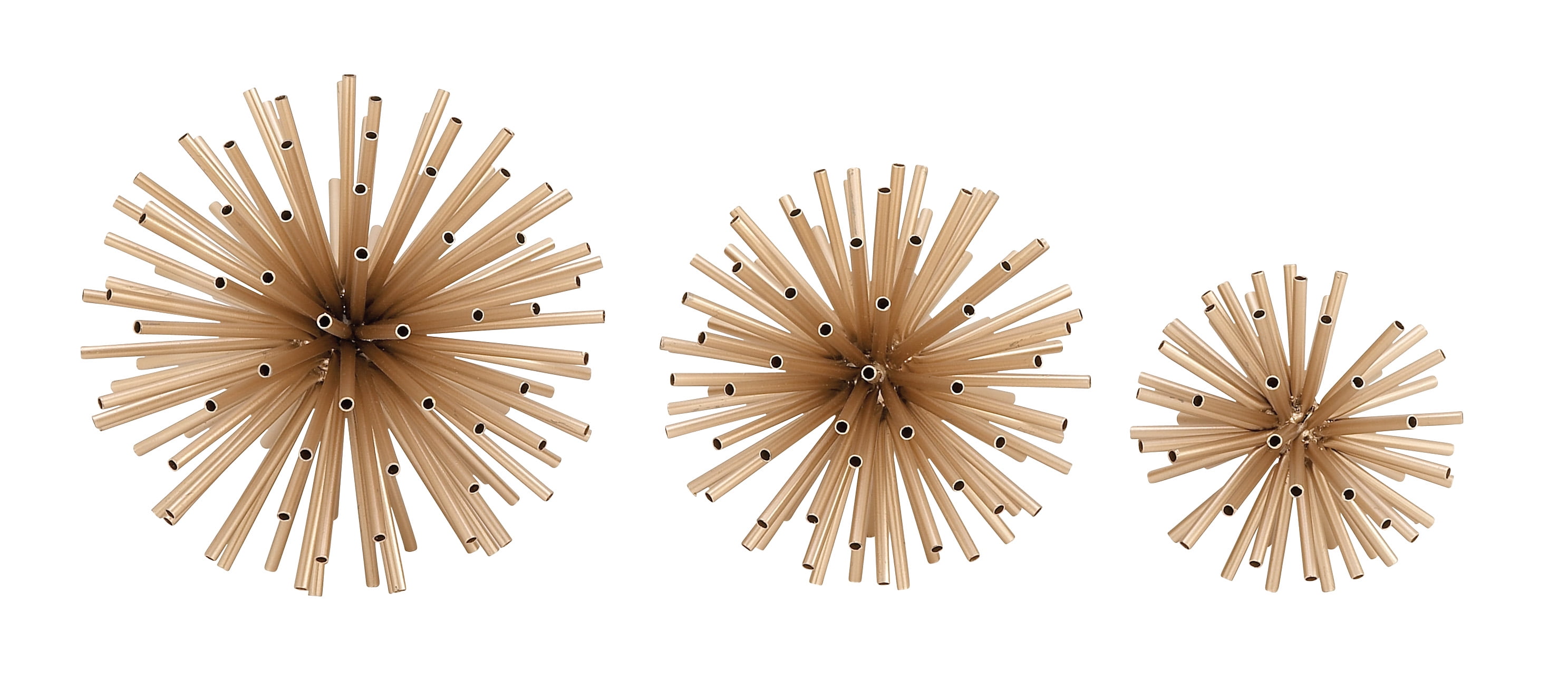Decmode Set of 3 Modern 6, 8 and 10 Inch Iron Tube Spike Decor, Gold ...