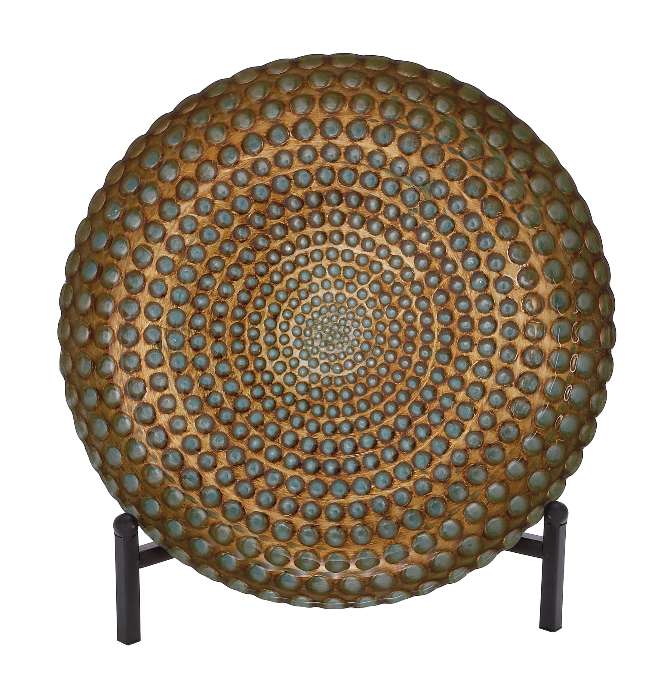 Decmode Traditional 16 Inch Beaded Glass Decorative Bowl With Iron ...