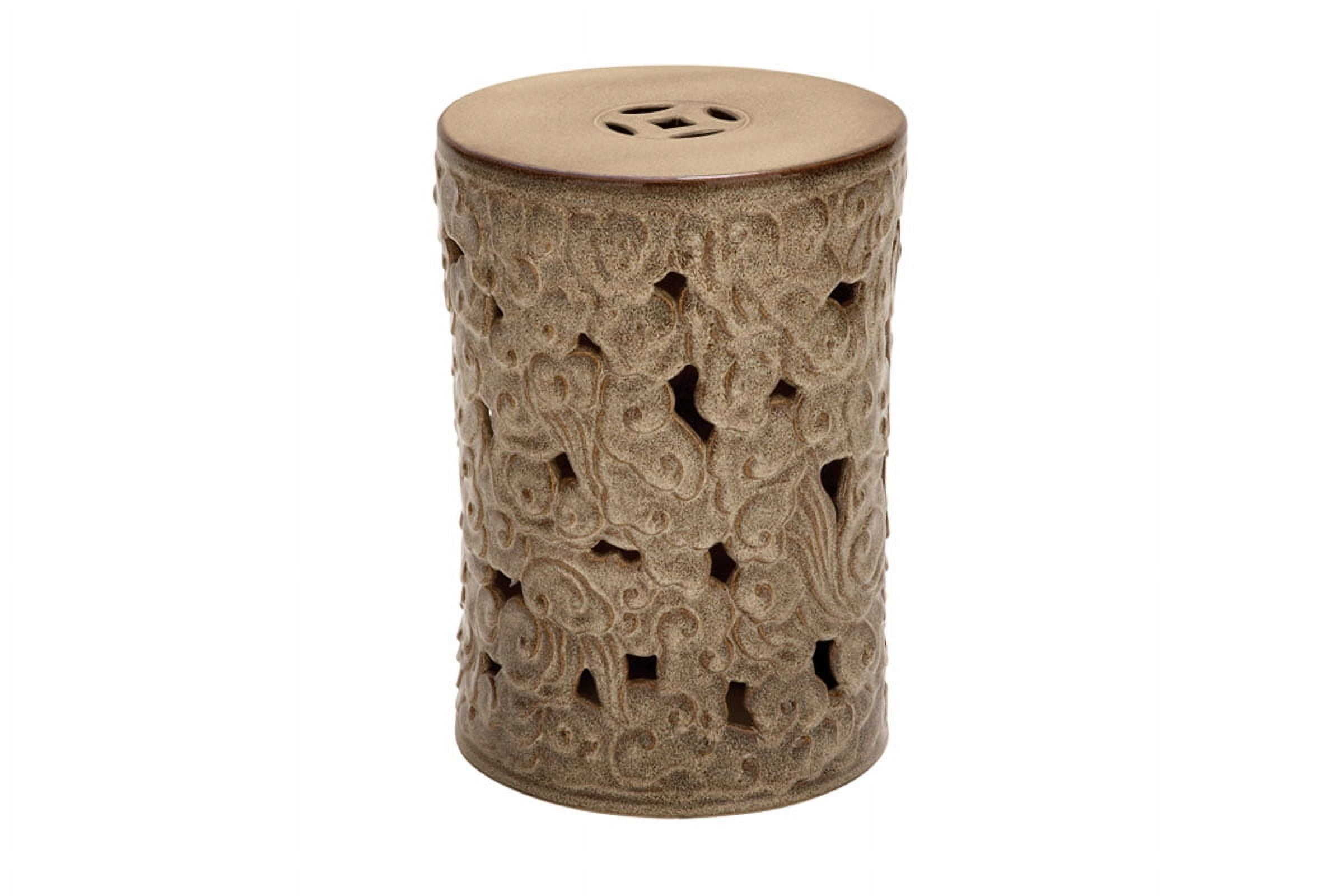 Decmode Traditional 18 Inch Cylindrical Brown Ceramic Stool - Walmart.com