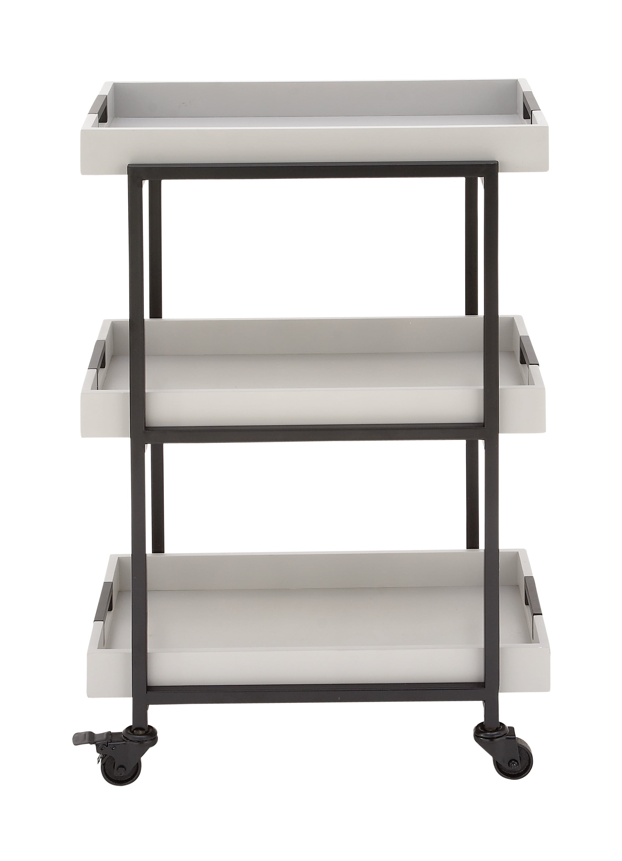 Decmode Traditional 3-Tiered Pine Wood And Metal Tray Cart - Walmart.com
