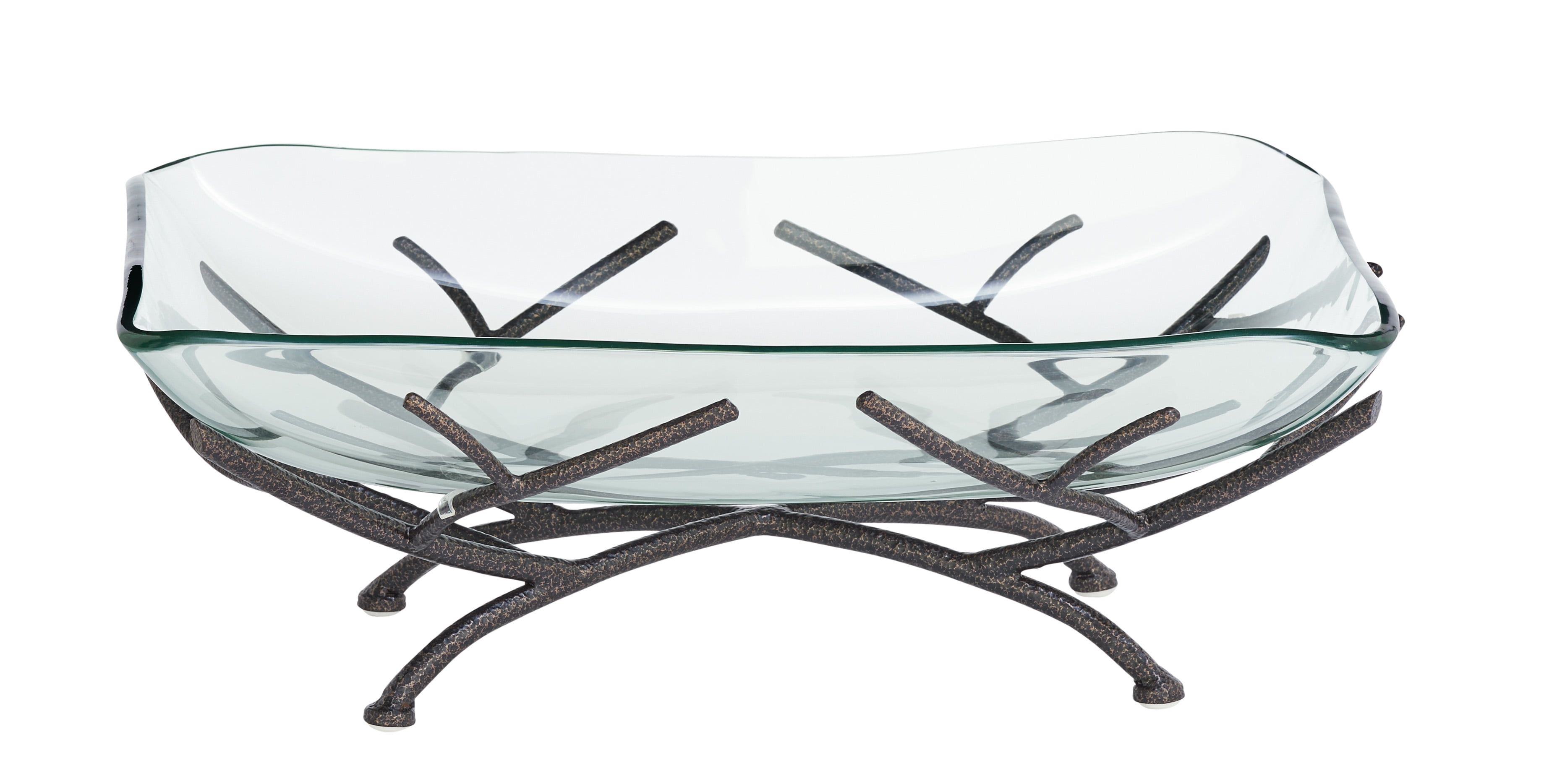 Decmode Traditional 8 X 23 Glass Bowl With Multi-Pronged Iron Stand ...