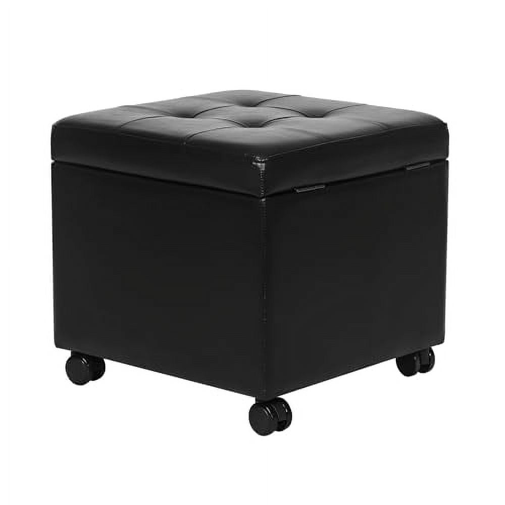 Deco 18 inch Tall Ottoman Storage - 18 inch high Leather Ottoman with ...