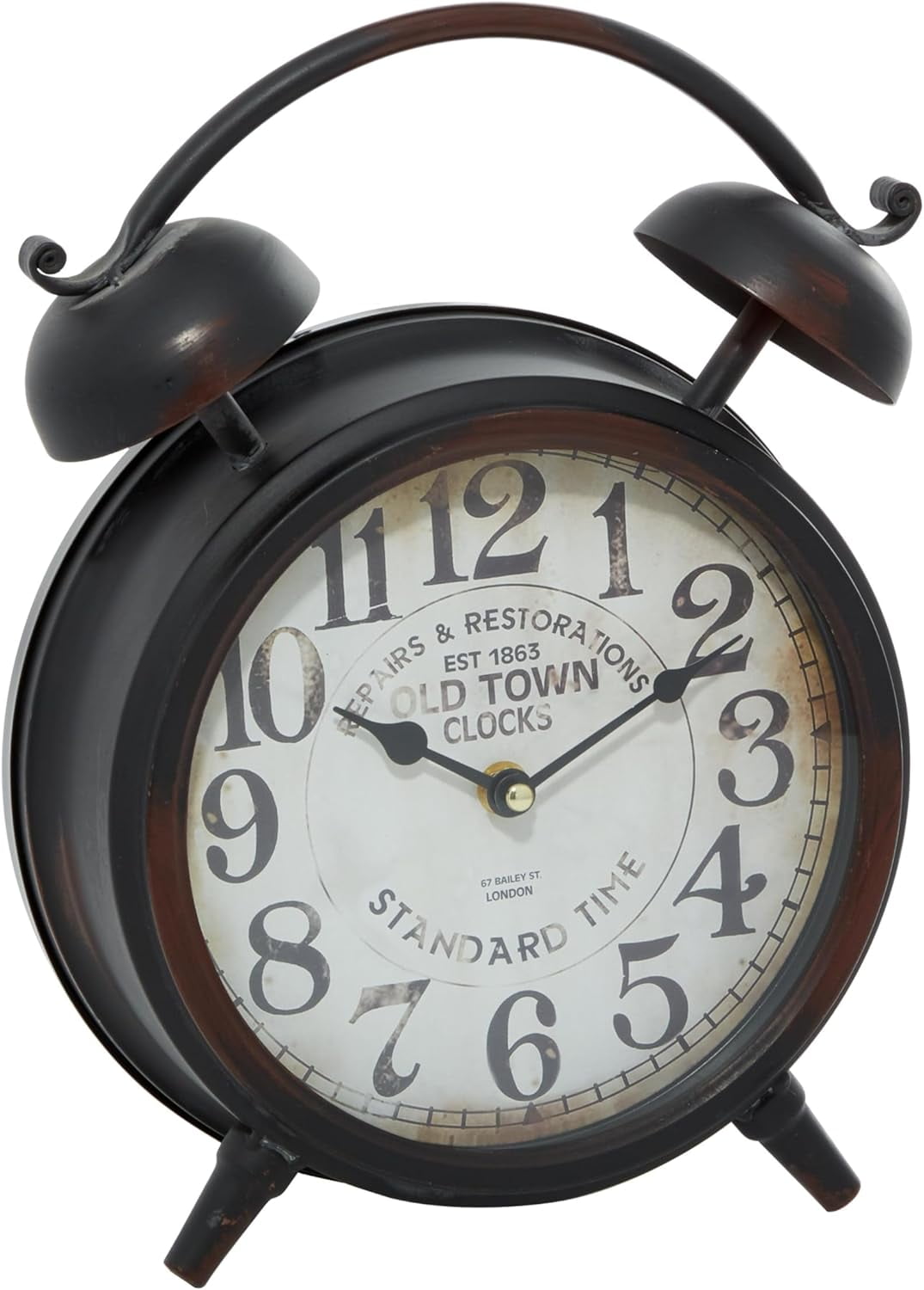 Deco 79 Metal Clock with Bell Style Top, 10" x 4" x 13", Black ...