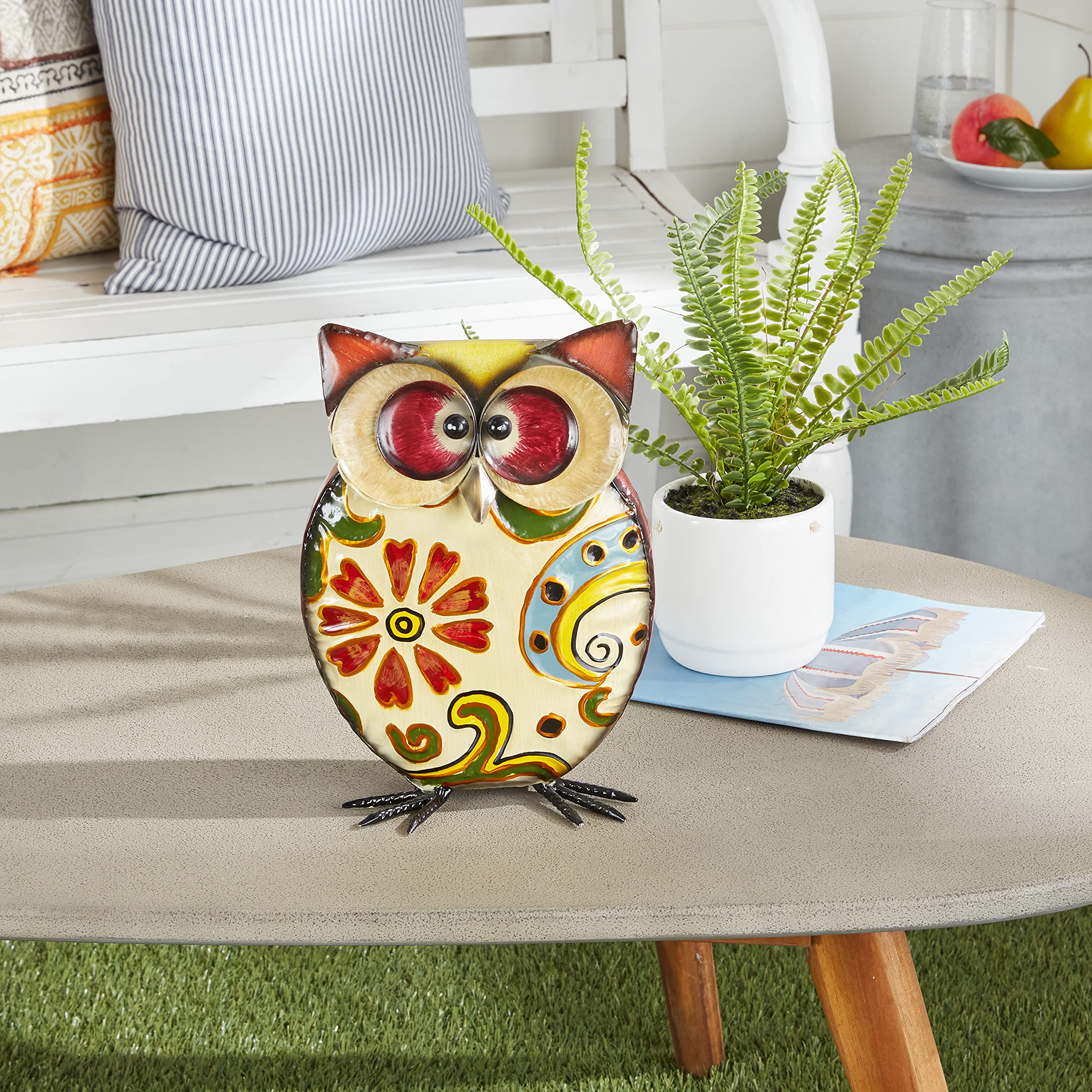 Deco 79 Metal Owl Decorative Garden Sculpture Indoor Outdoor Garden ...