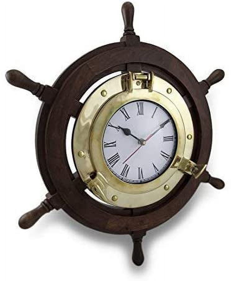 Deco 79 Wood Ship Wheel Clock, 18-Inch, Brass by UMA Enterprises, Inc ...