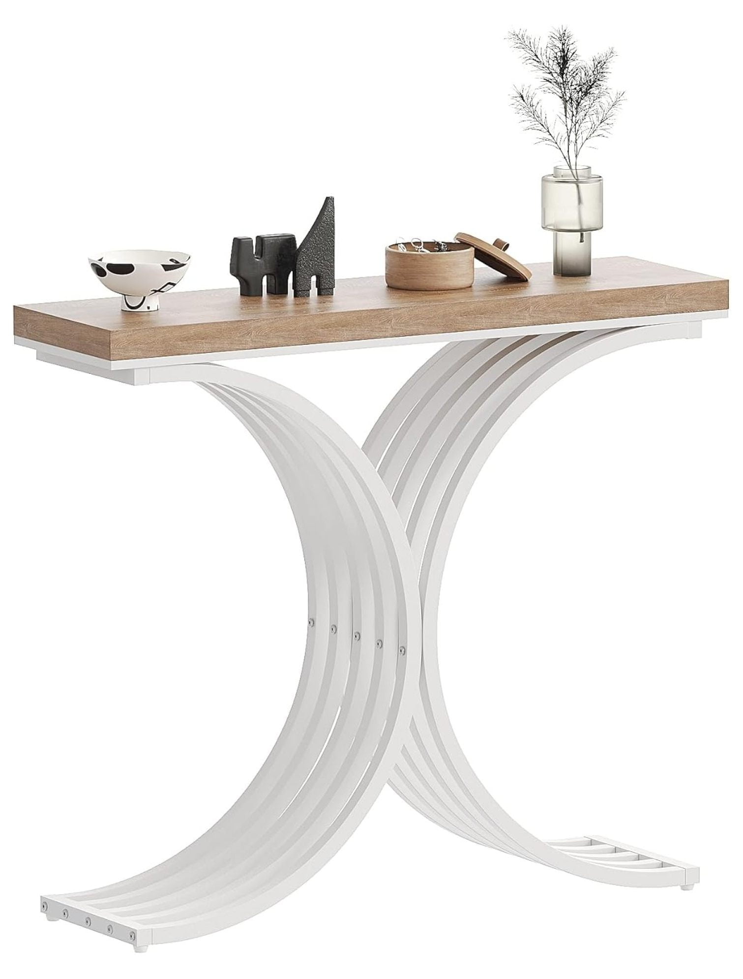 Deco Console Table - Entryway Table with Geometric Metal Base for ...