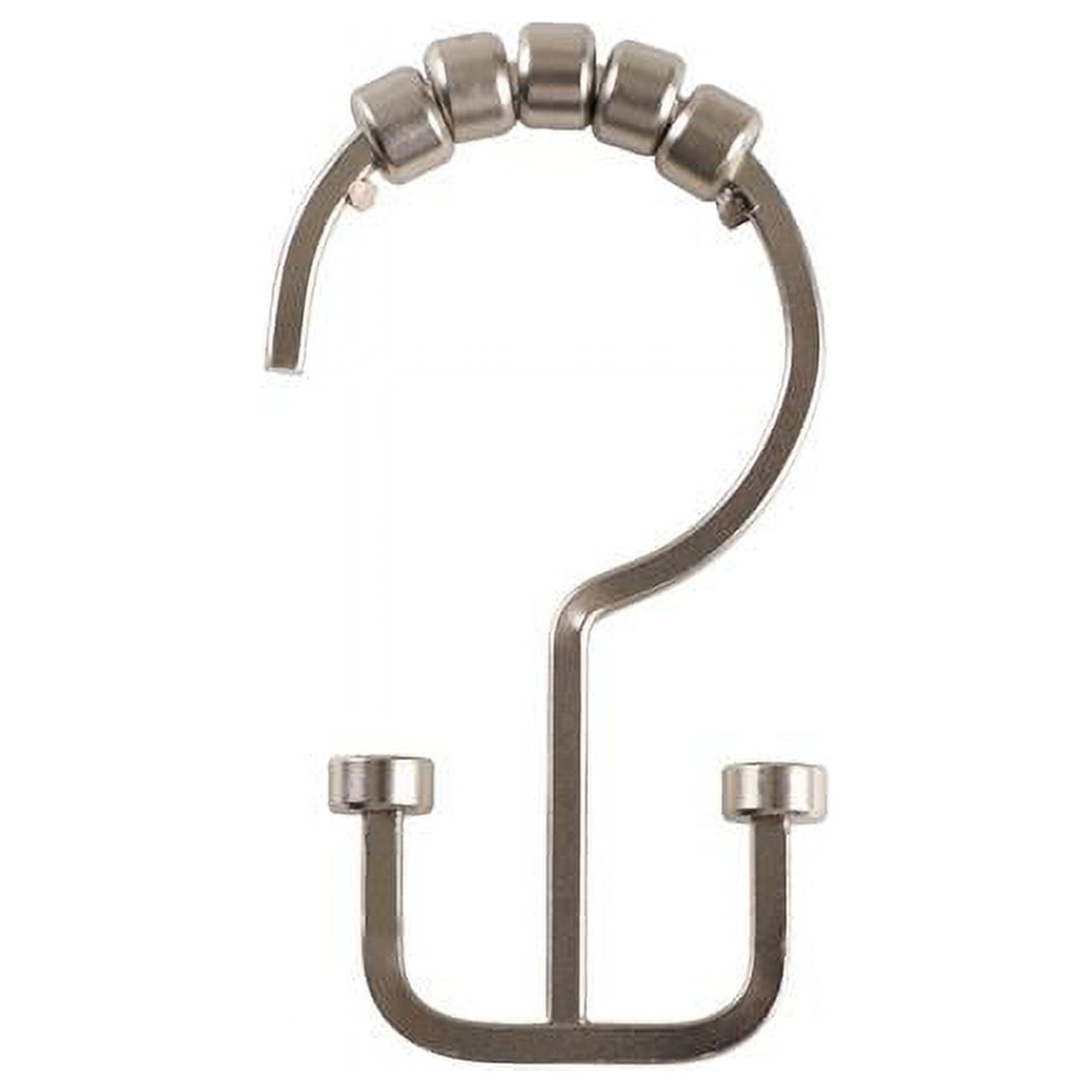 Deco Flat Double Roller Shower Curtain Hooks Brushed Nickel - Walmart.com