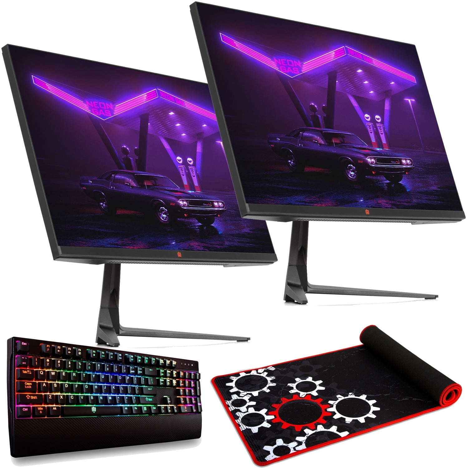 Deco Gear 25" Ultrawide LED Dual Monitors + Bonus Mechanical Keyboard ...