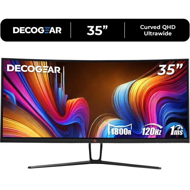"Deco Gear 35"" Ultrawide Curved Gaming Monitor, 3440x1440, 120 Hz, 1ms ...
