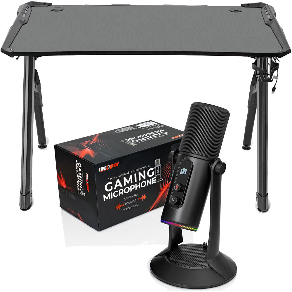 Deco Gear 47" LED Gaming Desk, Carbon Fiber Surface with PC USB ...