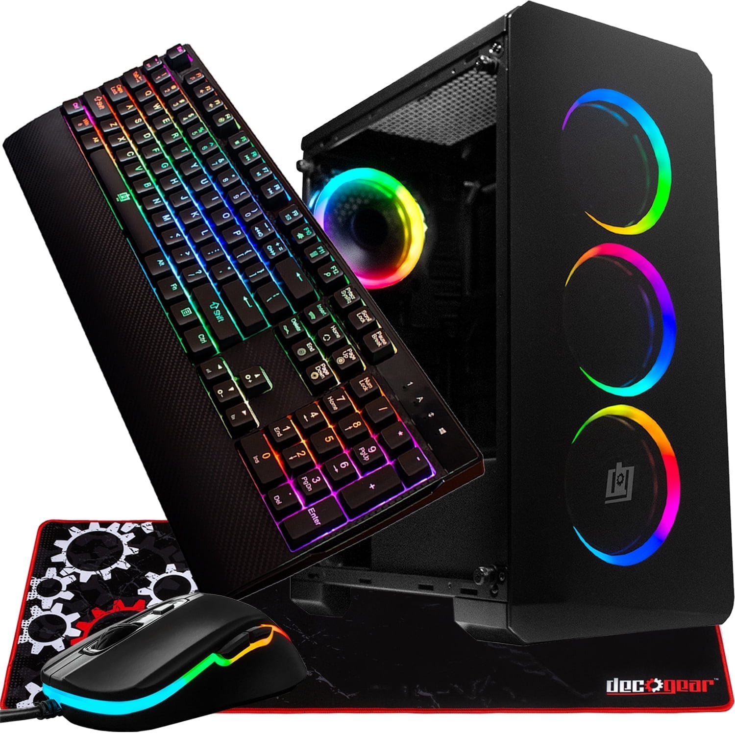 Deco Gear Mid-Tower PC Gaming Computer Case Starter Kit, 3-Sided ...