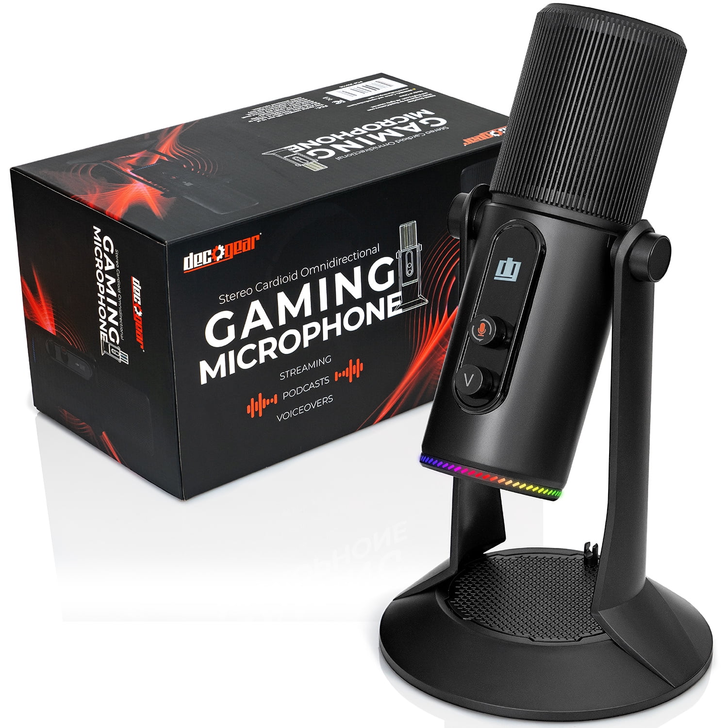 Deco Gear PC Microphone, RGB Lighting, Stereo, Cardioid ...