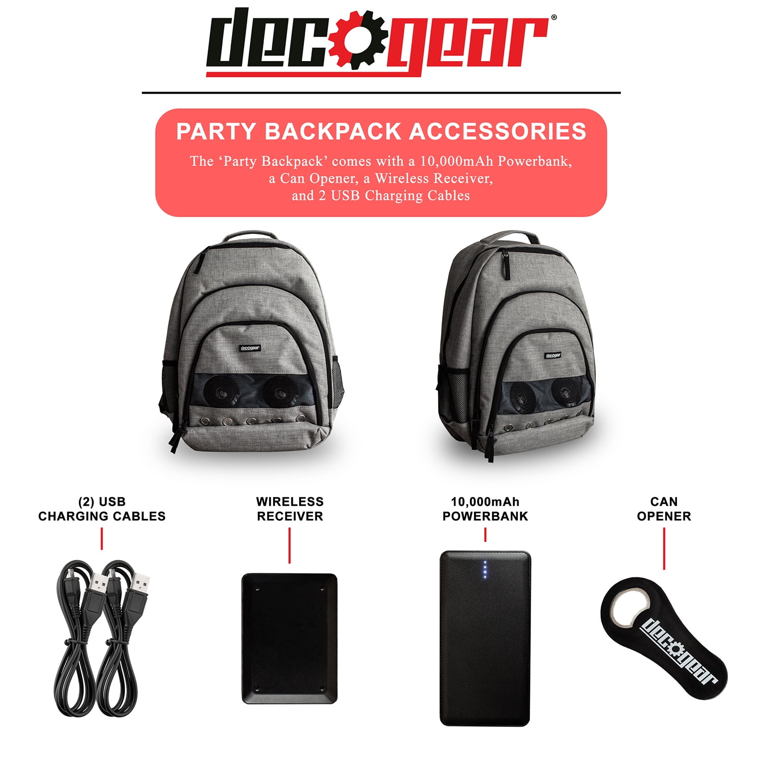 Deco Gear Speaker Backpack with Wireless Playback and On The Go Charger ...