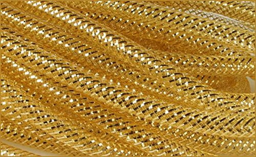 Deco Mesh Flex Tubing with Metallic Foil (Gold) 8mm x 30 Yards ...