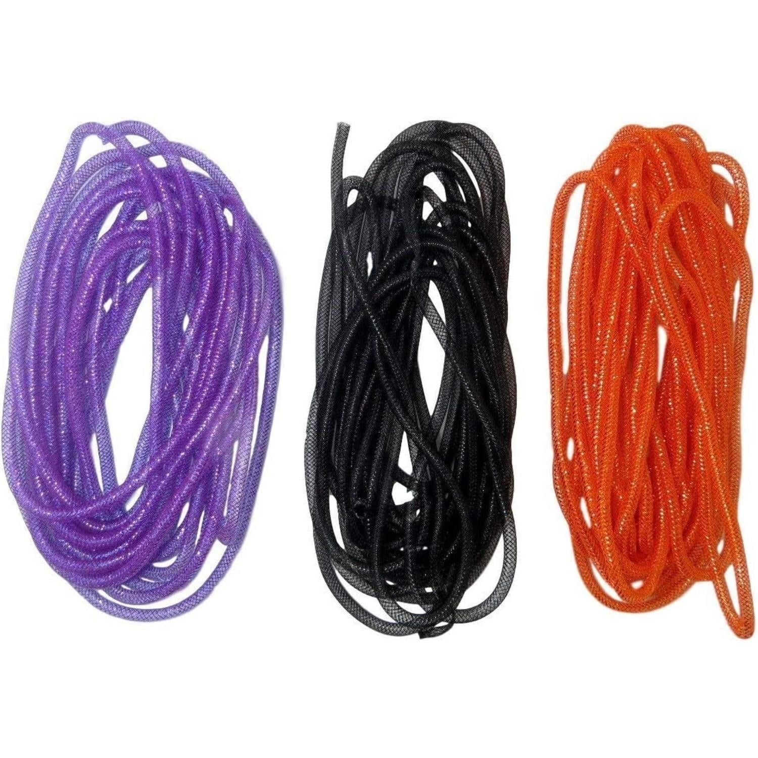Deco Mesh Tubing for Fall Decor (3 Packs, Purple, Black, Orange) 36 Ft ...