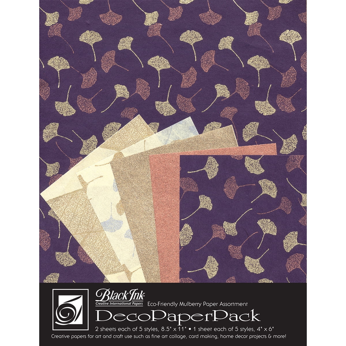 Deco Paper Pack By Black Ink Papers-Metallic Ginkgos - Walmart.com